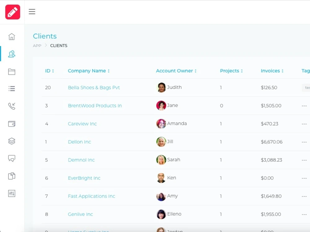 A project management system CRM with tasks, progress tracking, expense ...