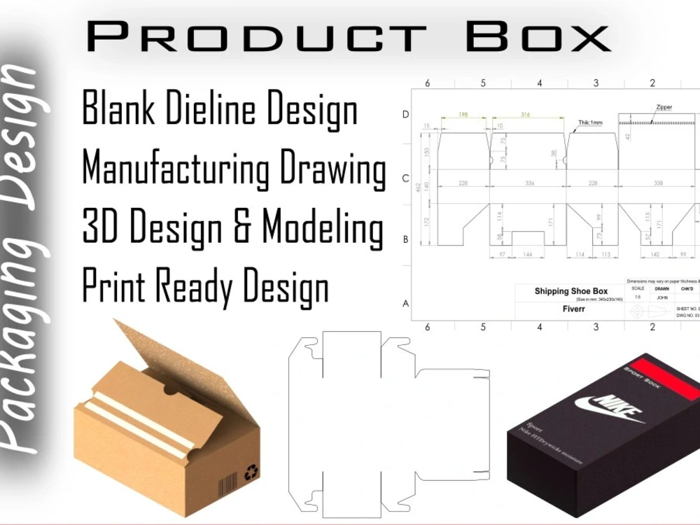 Dieline and product packaging box design | Upwork