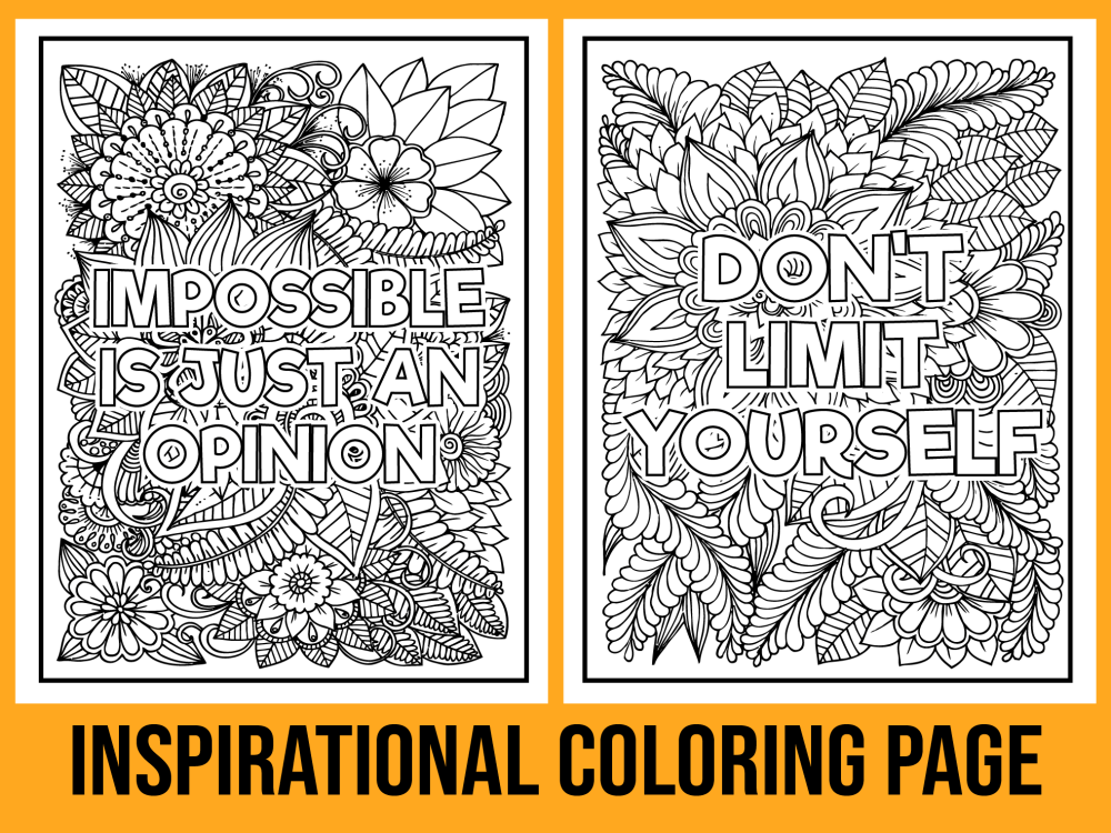 Complex inspirational quotes coloring book pages for kdp and etsy | Upwork