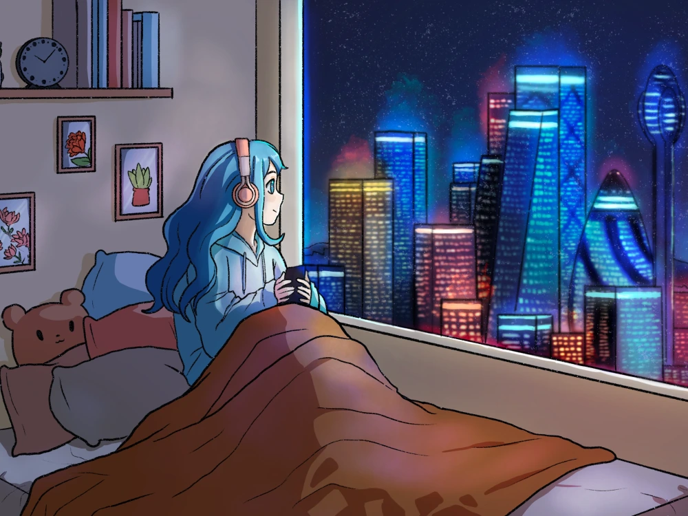 A detailed lofi animated gif, loop | Upwork