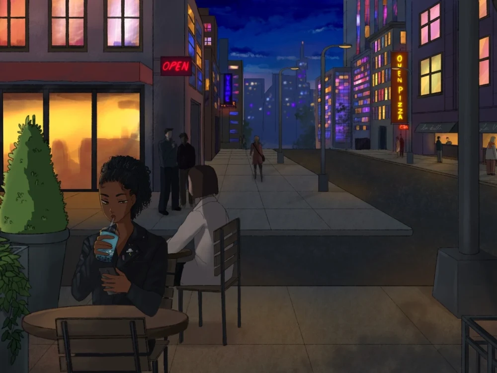 A detailed lofi animated gif, loop | Upwork