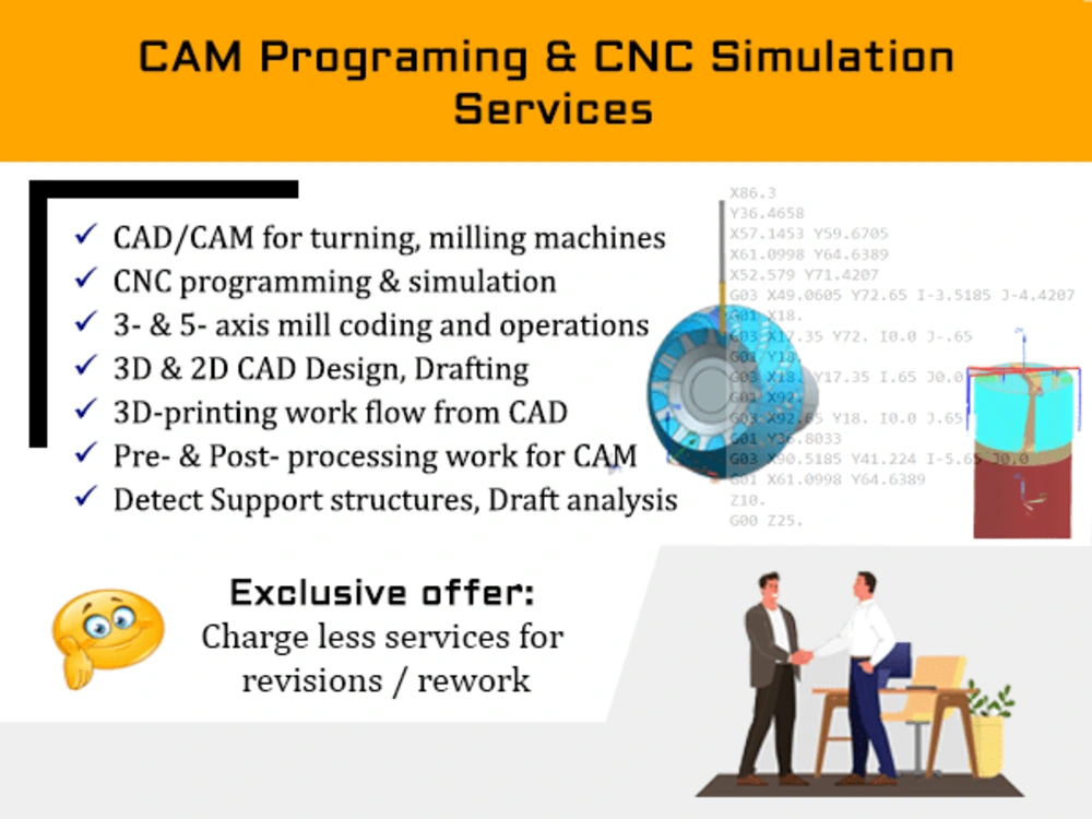 CAM programming, CNC simulation, NC code, draft analysis for CAD | Upwork