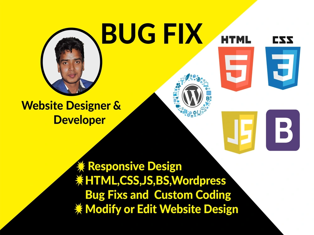 Bug fix HTML,CSS,bootstrap,js and modify wordpress website | Upwork
