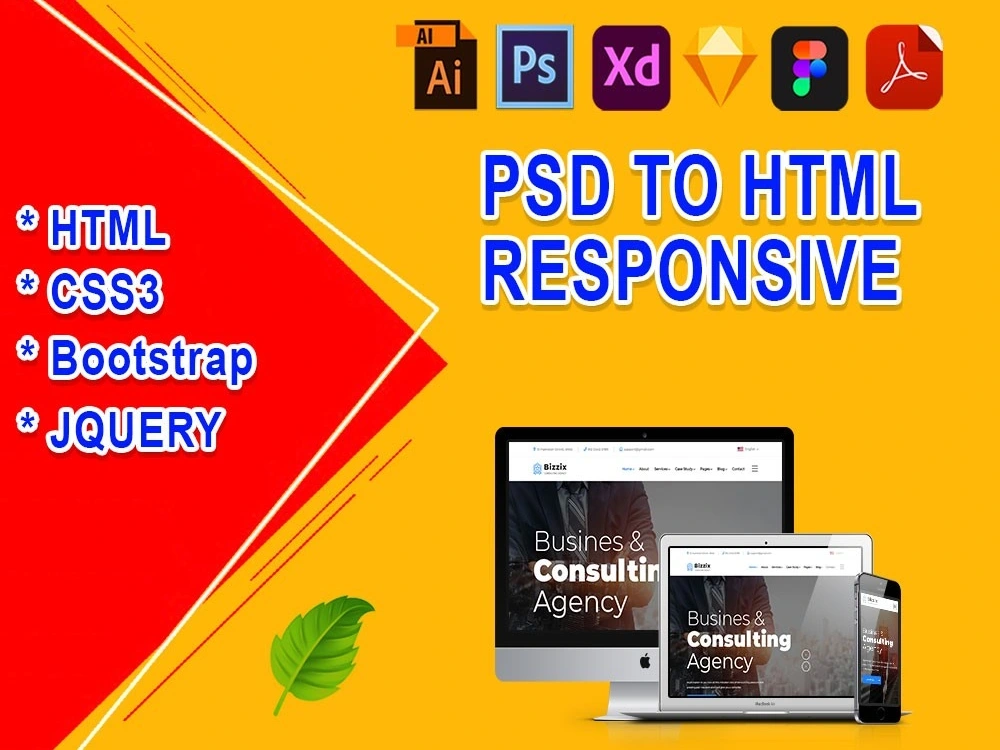 Convert PSD to HTML responsive website | Upwork