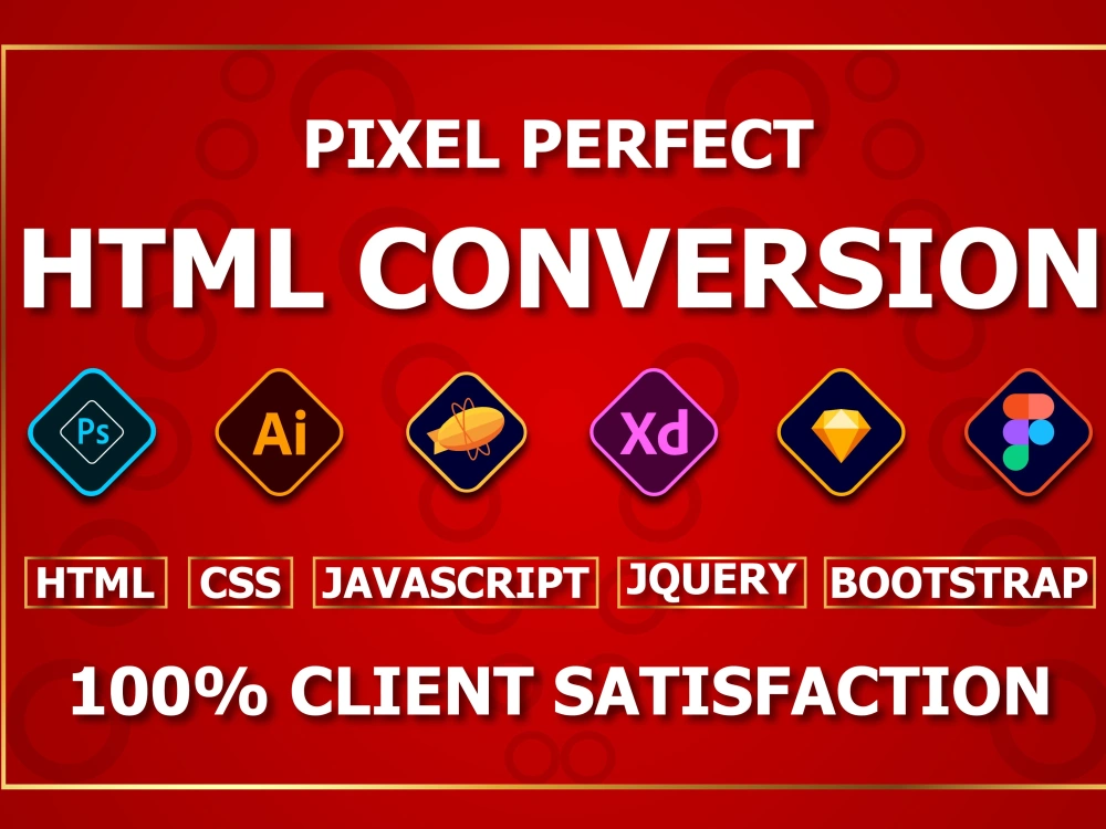 Xd, psd, figma, sketch or zeplin to html fully responsive | Upwork