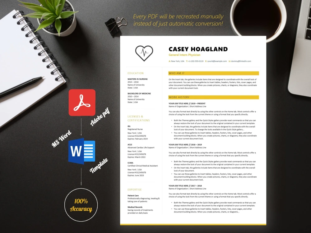 An editable Word template from PDF | Upwork