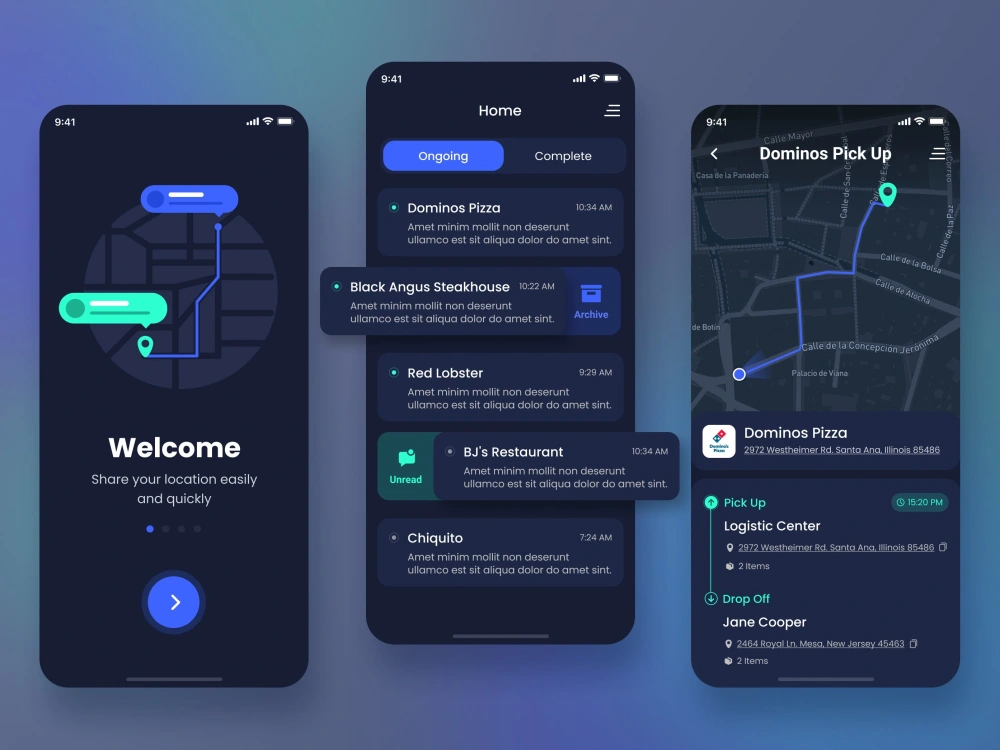 An application design concept (3 screens) | Upwork