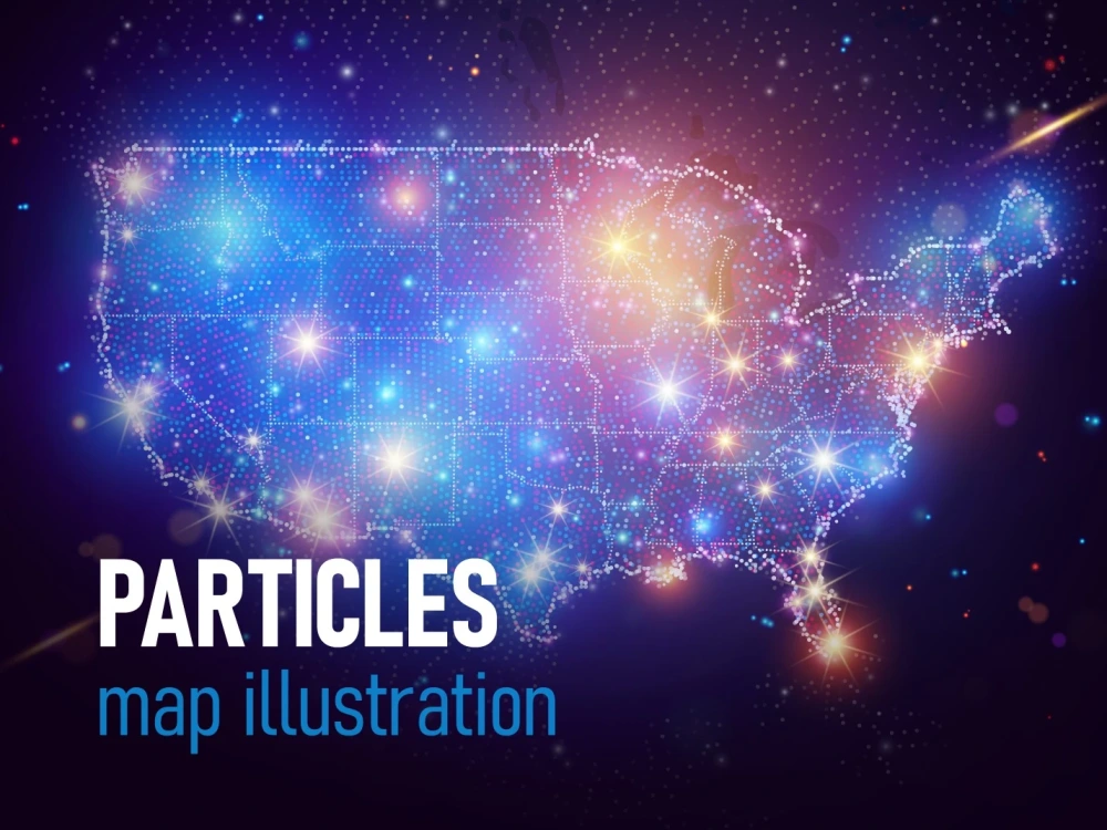 An abstract map illustration made of neon particles | Upwork