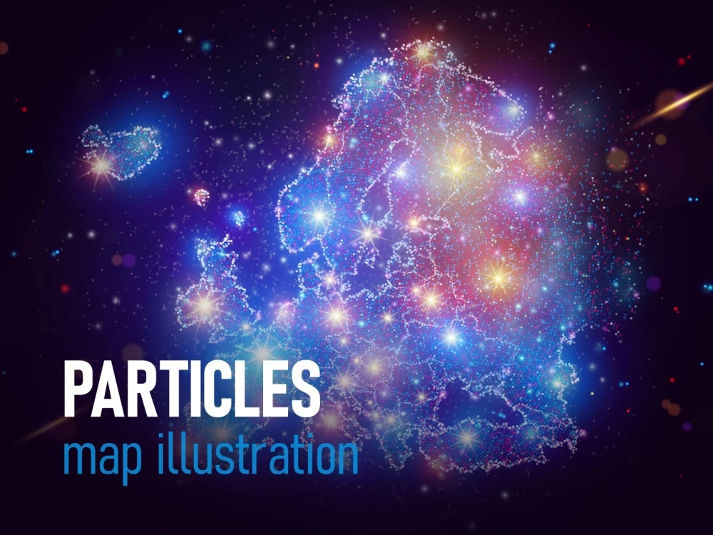An abstract map illustration made of neon particles | Upwork