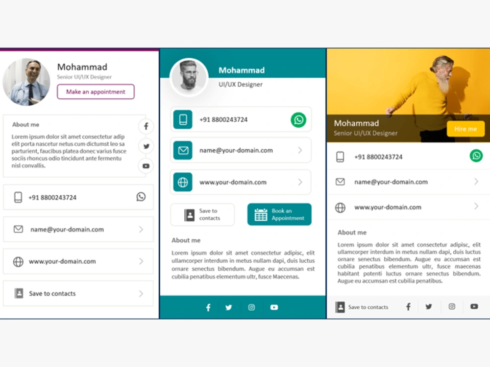 Classic digital card – vCard | Upwork