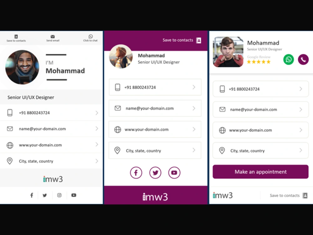 Classic digital card – vCard | Upwork
