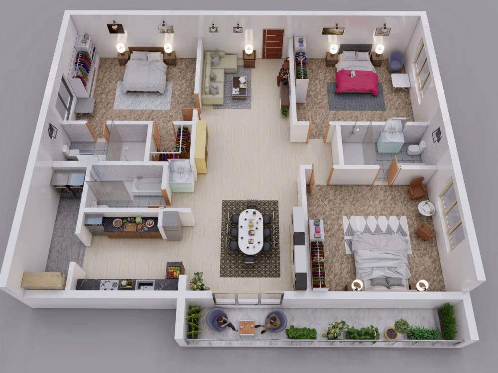 Architectural 3d floor plan, 2d floor plan, and realistic 3D rendering | Upwork