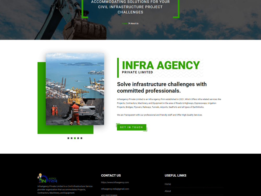 Construction company website with free hosting | Elegant looking | React.js | Upwork