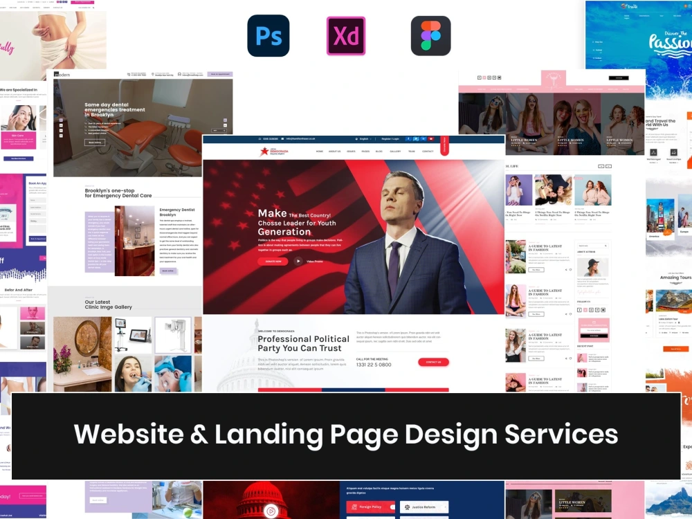 A bespoke website template design using Adobe XD, PSD, Figma | Upwork