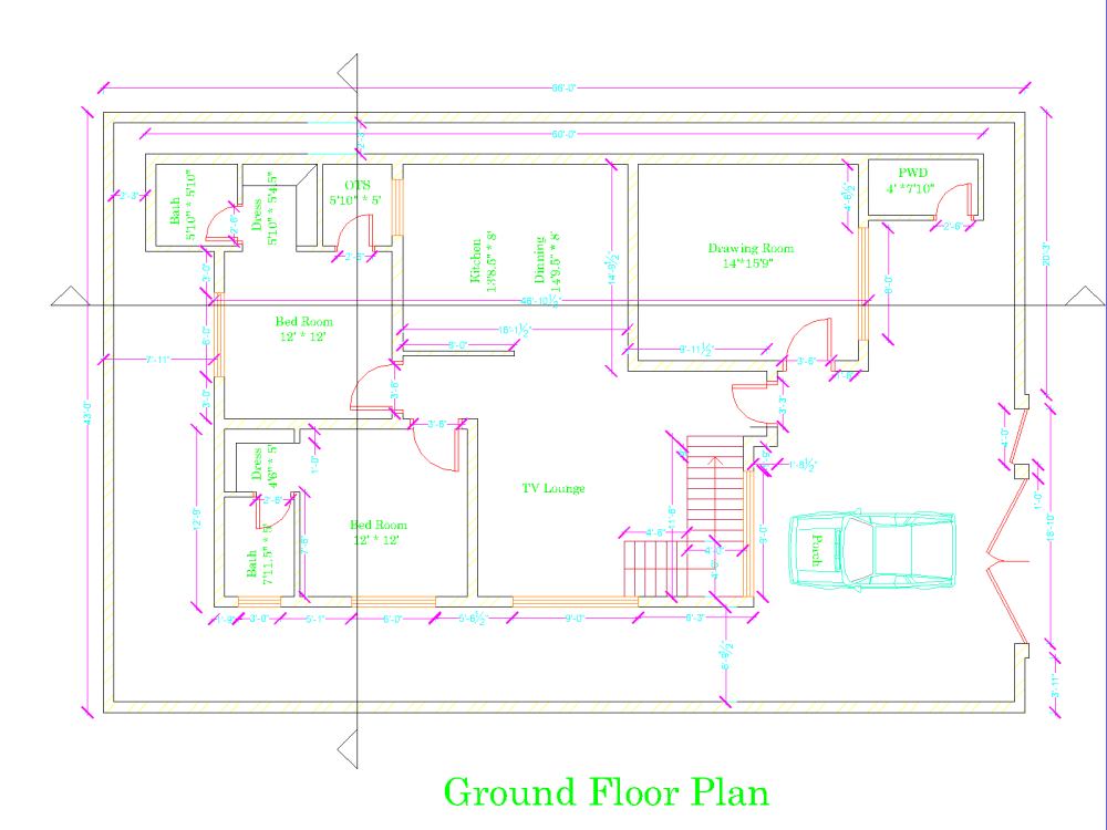 A beautiful 2D floor plan including elevation and sectional view | Upwork