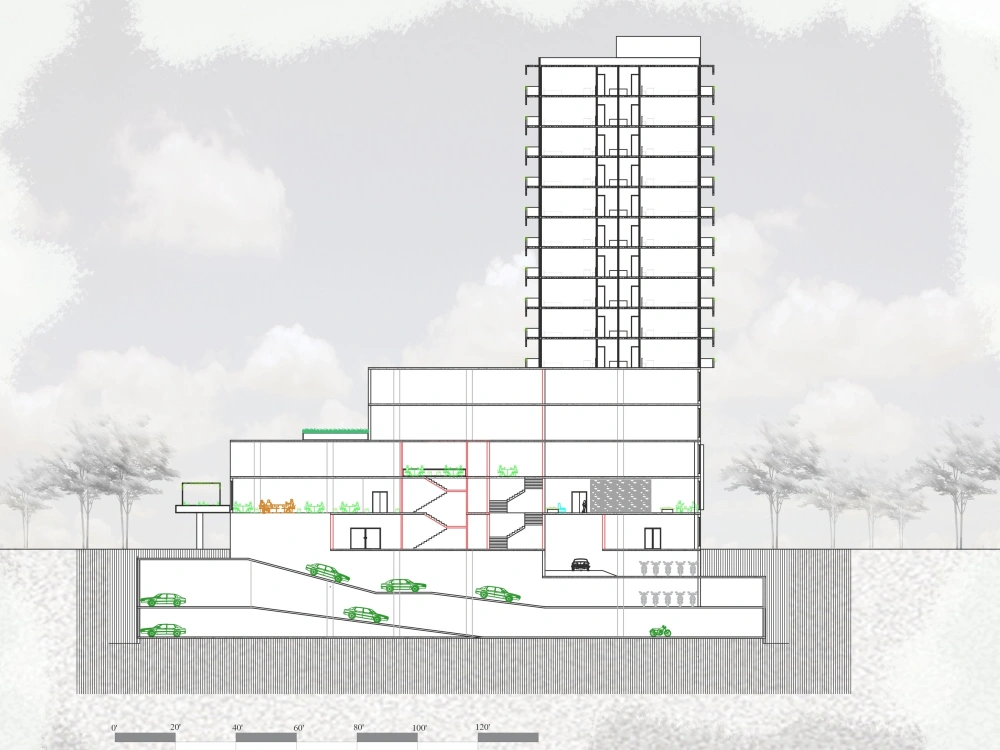 Photoshop render of your section, elevation, plan, site plan within a ...