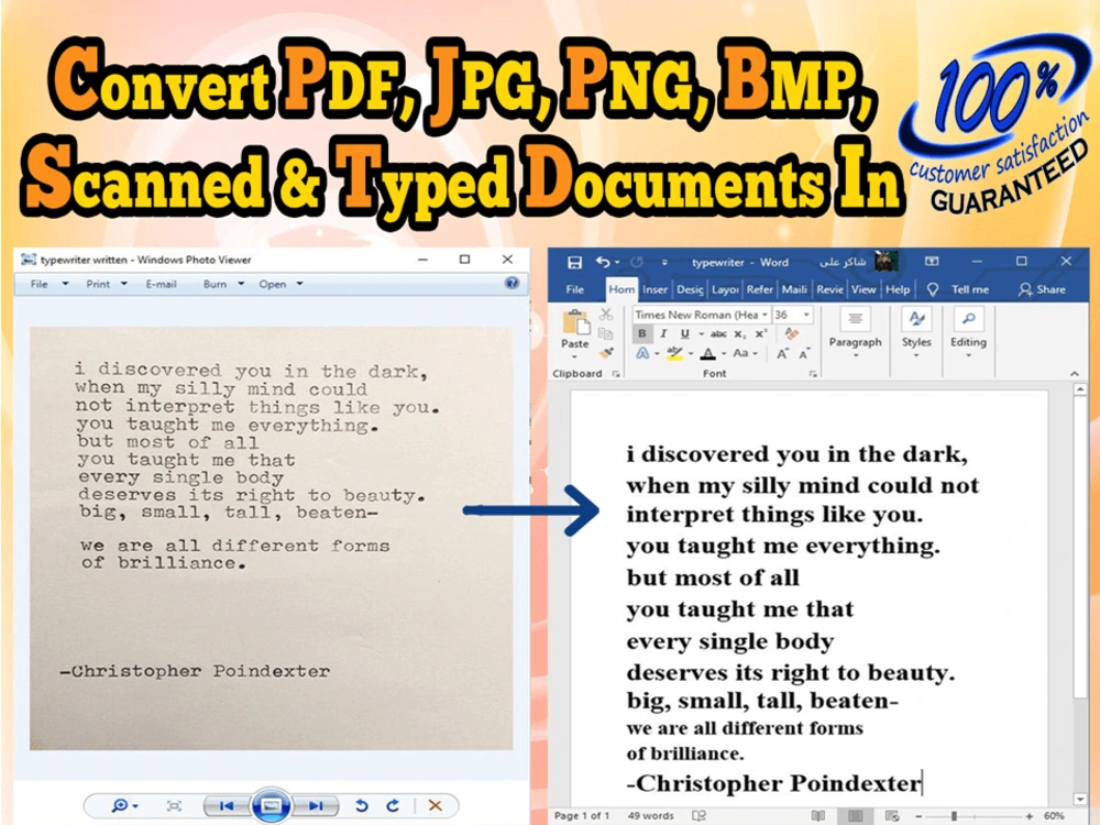 PDF, typed, scanned, images converted to editable word, PowerPoint ...