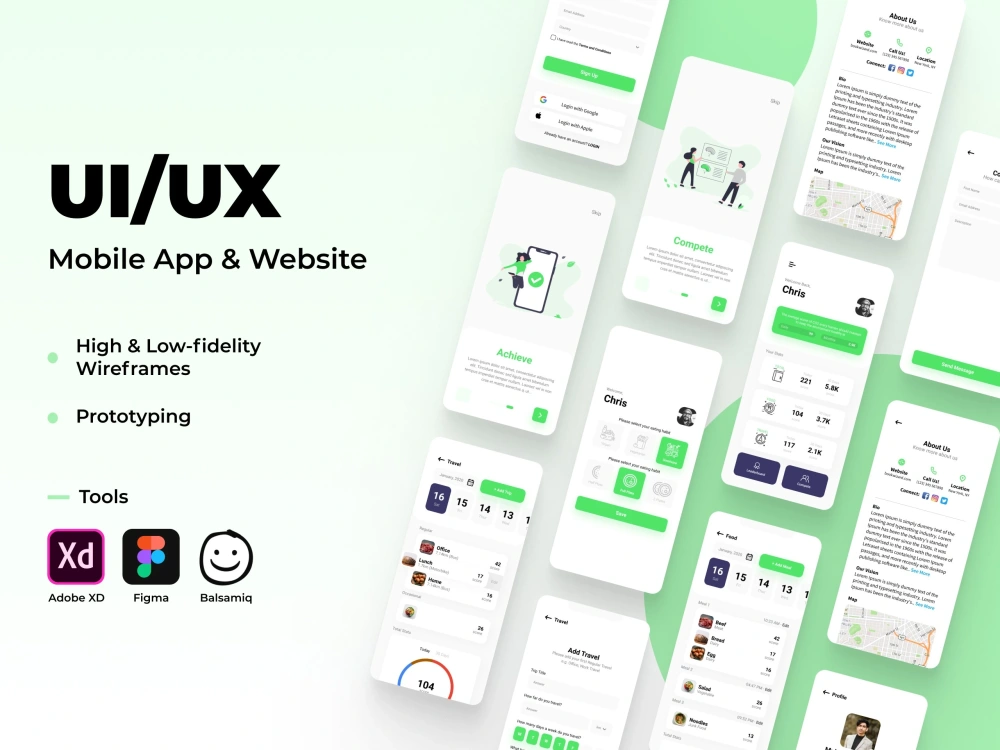 Your UI/UX mockups prototype or wireframes for mobile and web using ...