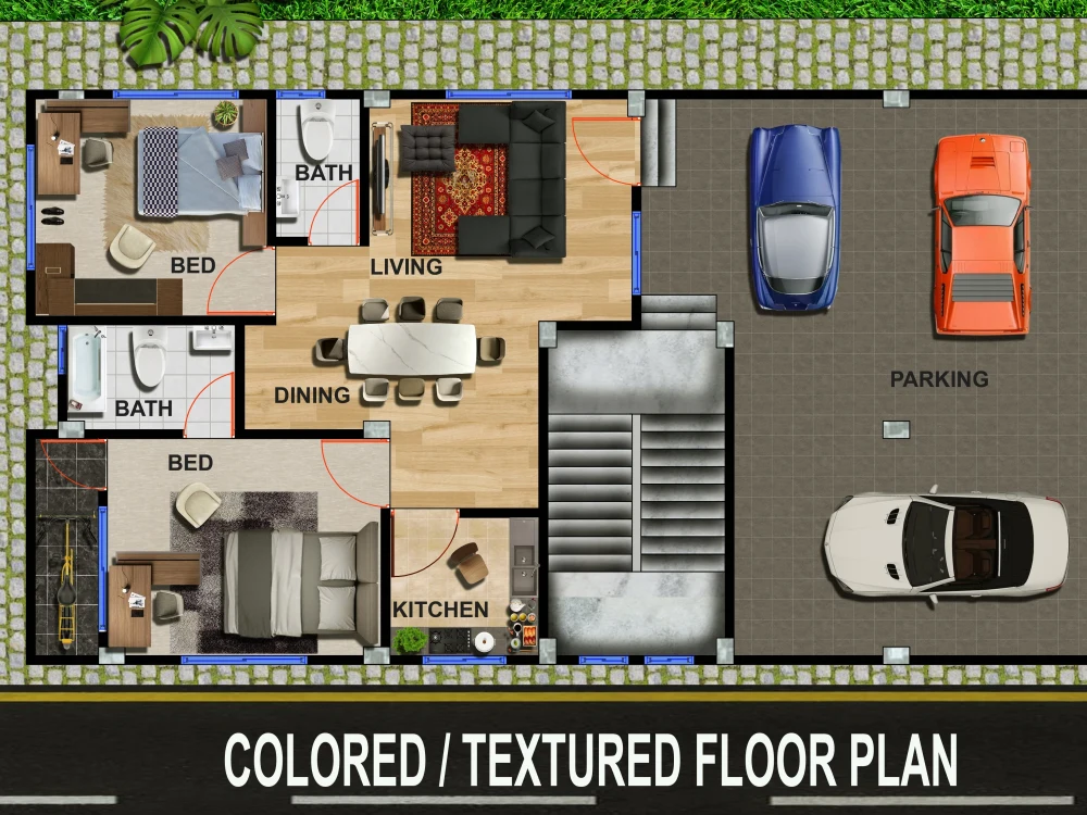 A render & AutoCAD 2d floor plan within 6 hours | Upwork