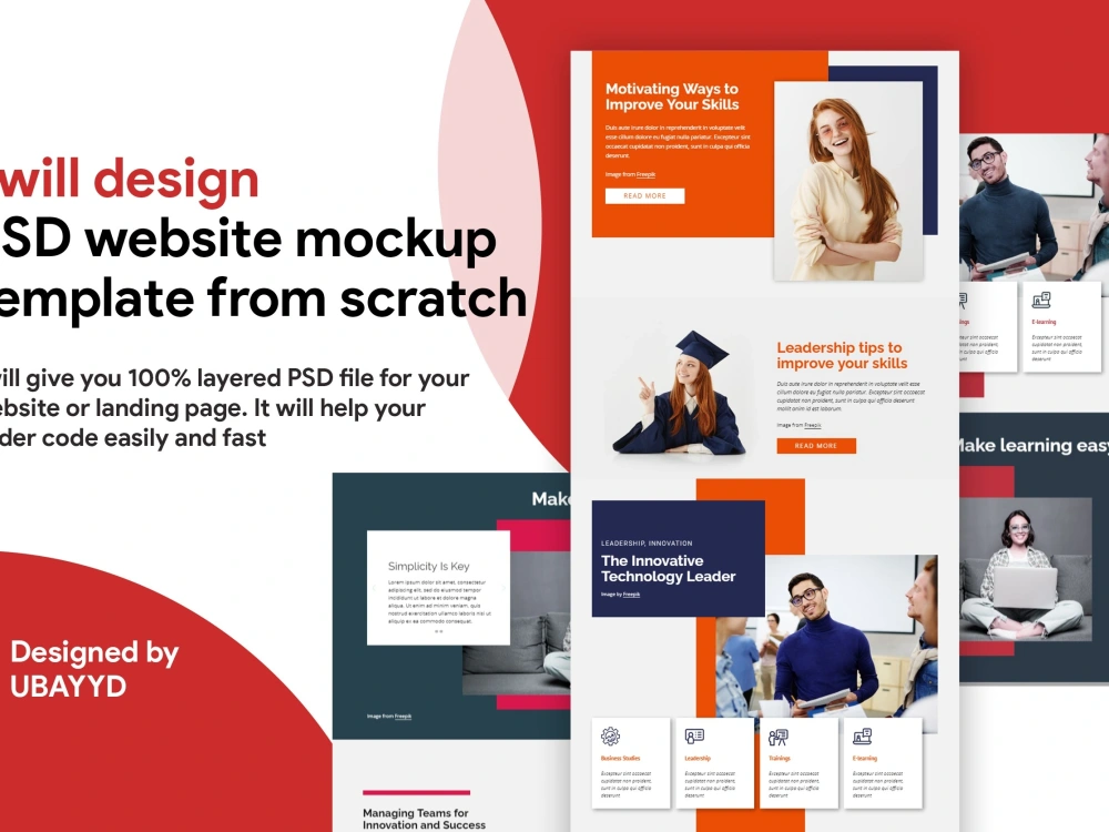 Professionally designed mockup for your website | Upwork