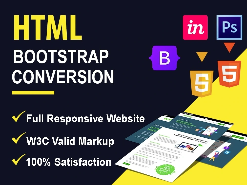 PSD, XD, Figma, Invision to Responsive Bootstrap 4/5 | Upwork