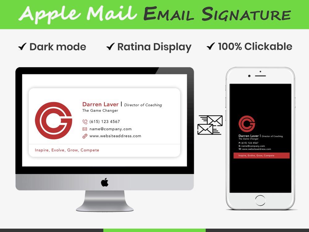 Mac Mail Email Signature compatible with Dark Mode and Retina Display ...