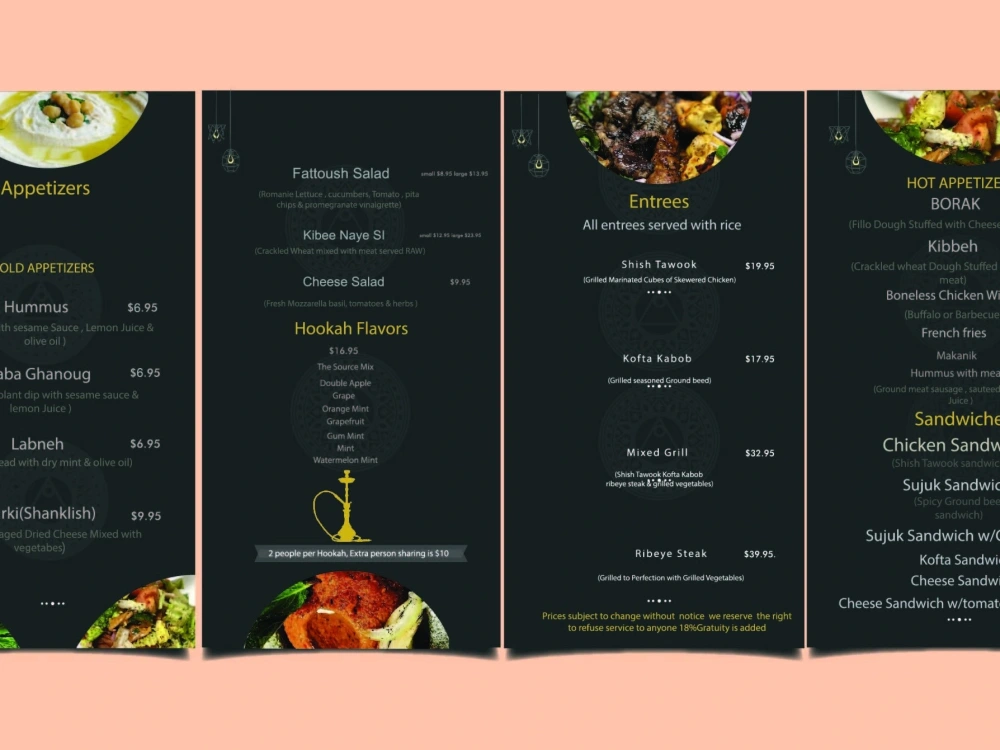 A unique eye-catchy modern MENU DESIGN | Upwork