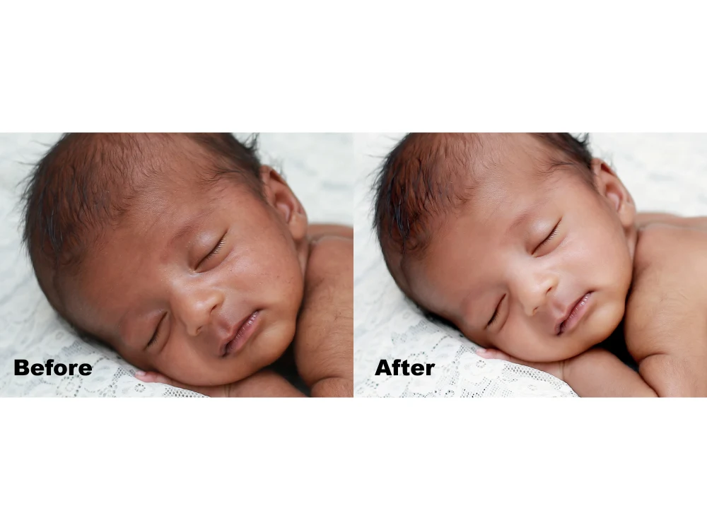 A neat and clean baby face retouched. | Upwork