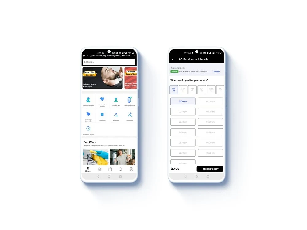 UrbanClap Clone | Android App + iOS app with Interactive Admin Panel | Upwork