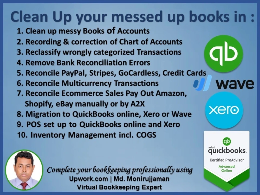 Clean up & reconcile messy bookkeeping records in Quickbooks online ...