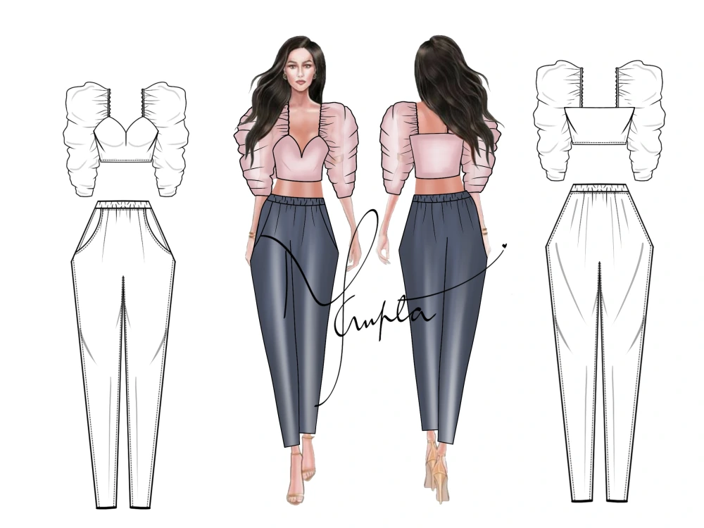A fashion illustration with flats for your brand | Upwork