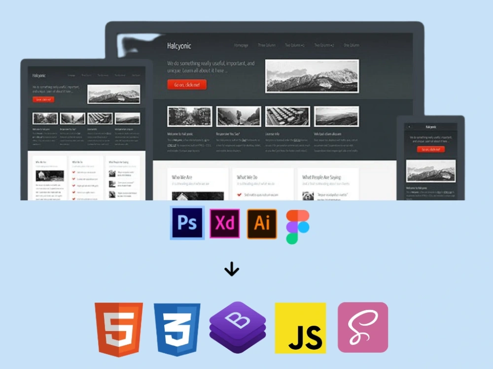 Your PSD/XD/Figma to responsive HTML,CSS and Bootstrap website | Upwork