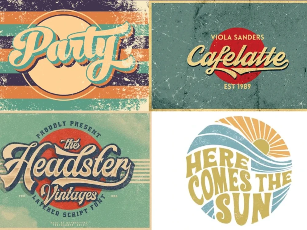 Handwriting script font, retro typography 70s logo | Upwork