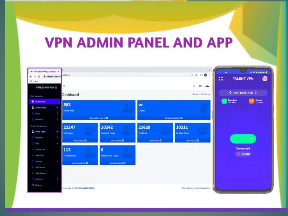 A VPN admin panel with app | Upwork