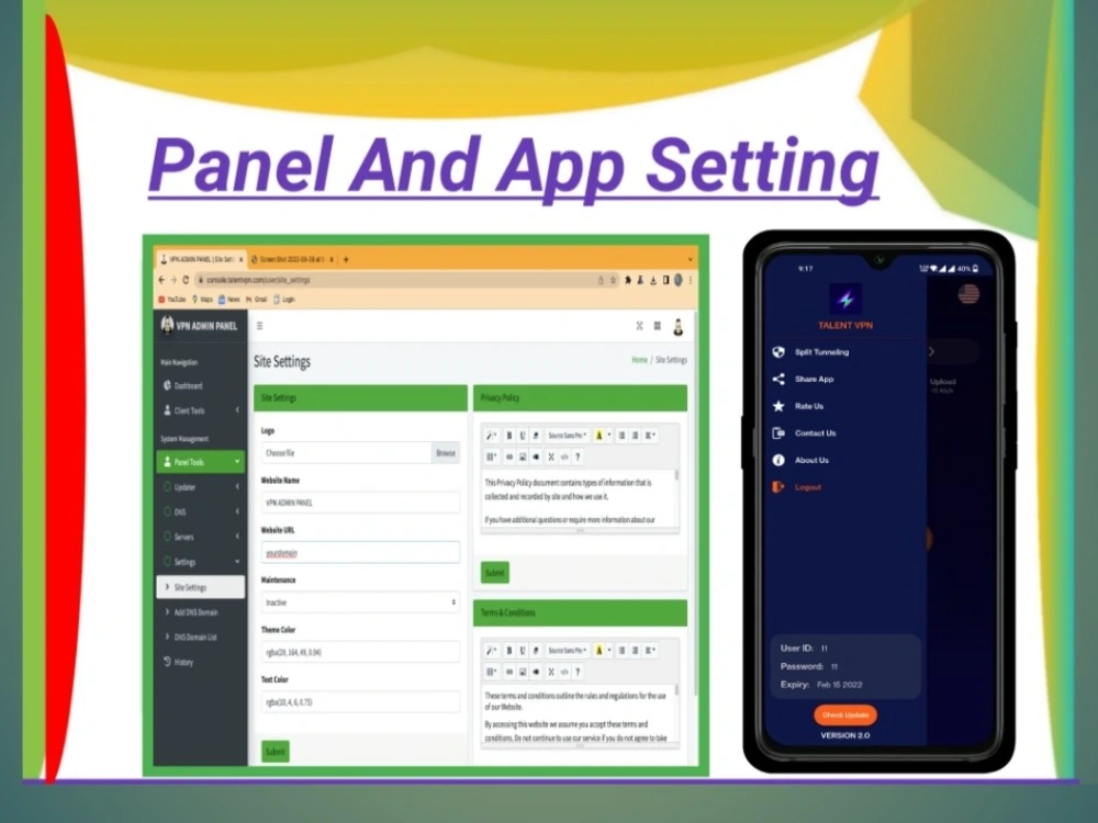 A VPN admin panel with app | Upwork