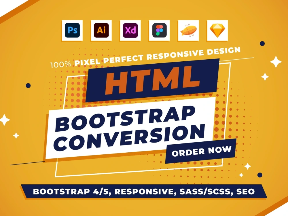 PSD, Figma, Sketch, Adobe XD to fully responsive HTML/CSS | Upwork