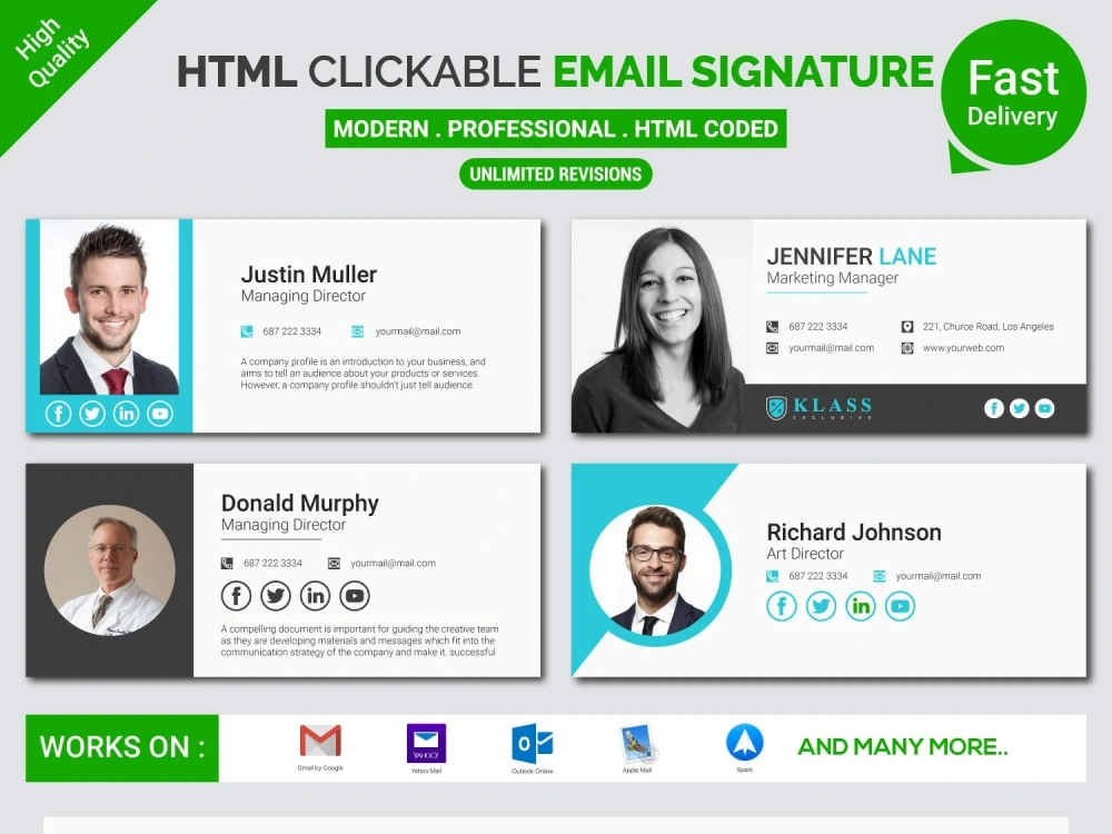 Responsive clickable HTML email signature | Upwork Responsive clickable HTML email signature | Upwork