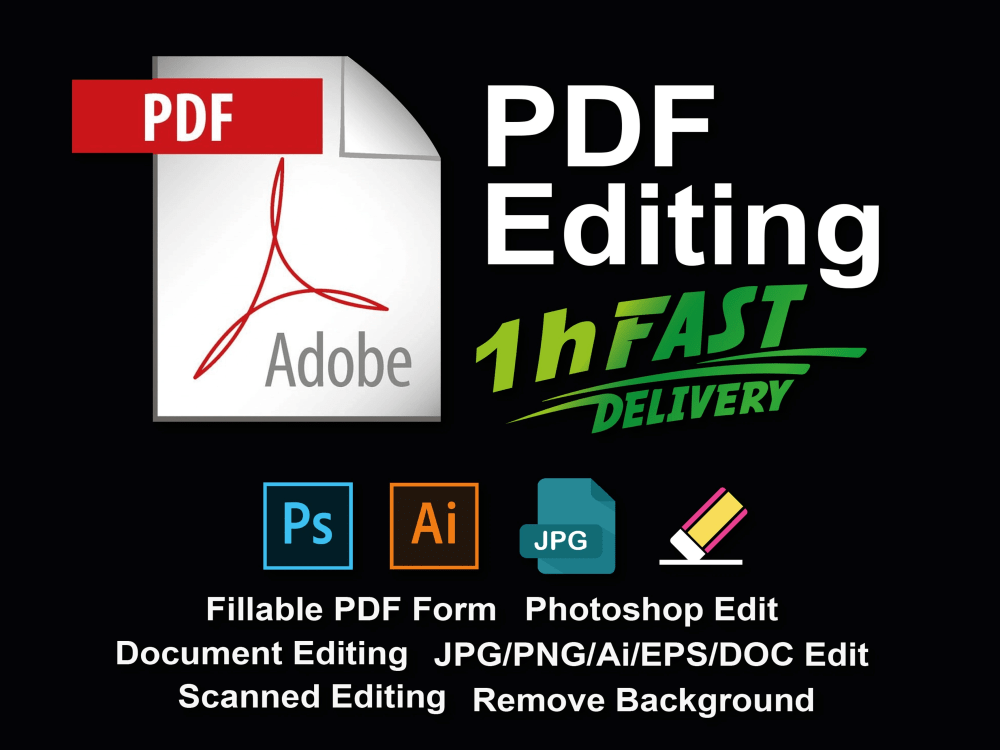Pdf edit, document edit, photoshop work, fillable pdf form in 1 hour ...