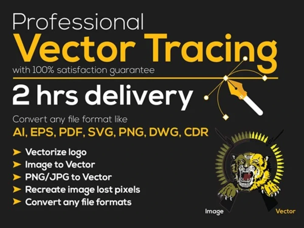 Vector tracing, vectorize, convert logo to vector ai, svg, eps in 2 hrs | Upwork