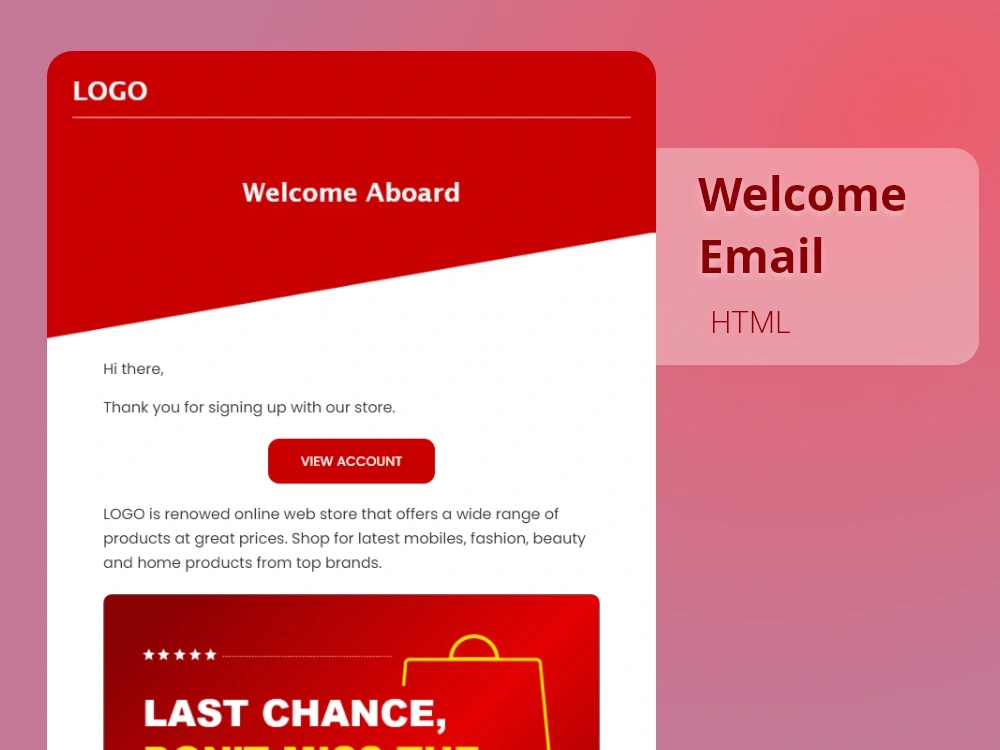 Welcome Email template design & HTML coding | Mailchimp | Mobile ...