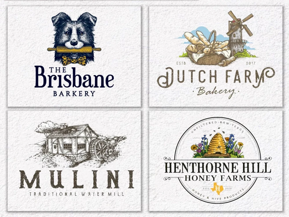 Vintage logo design | Hand drawn logo design | Illustration | Retro ...