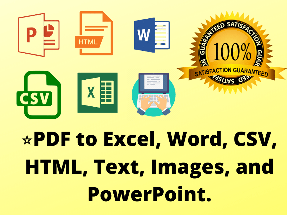 Services for pdf to Excel, Word, CSV, HTML, Text, Images, PowerPoint | Upwork