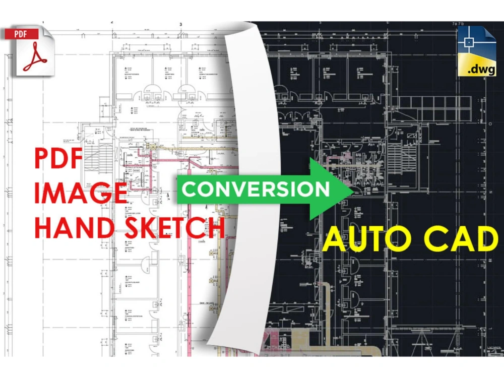 Convert pdf, sketches to 2D floor plan drawing in AutoCAD | Upwork