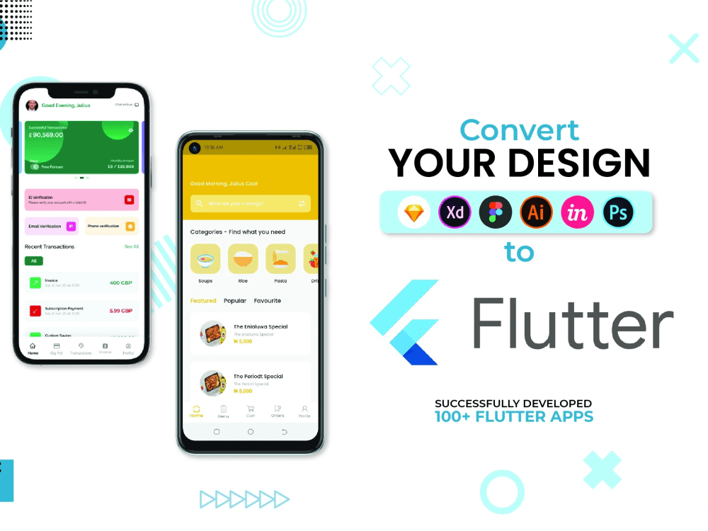 Flutter code from Figma or Adobe XD UI design | Upwork