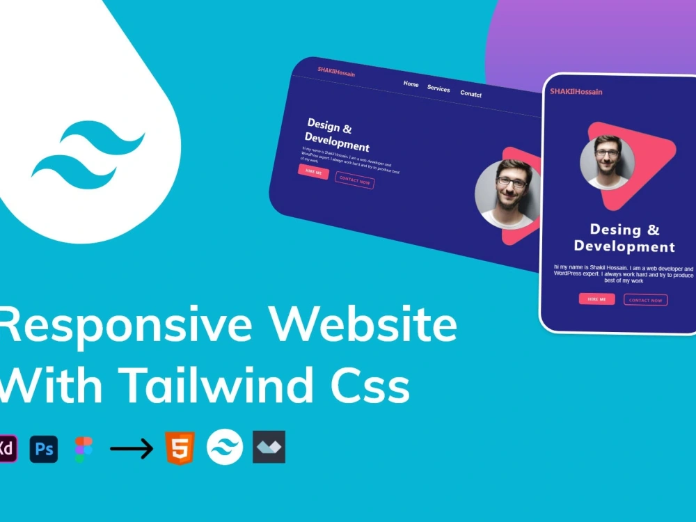 A responsive website using Tailwind CSS, alpine js, vue, and react | Upwork