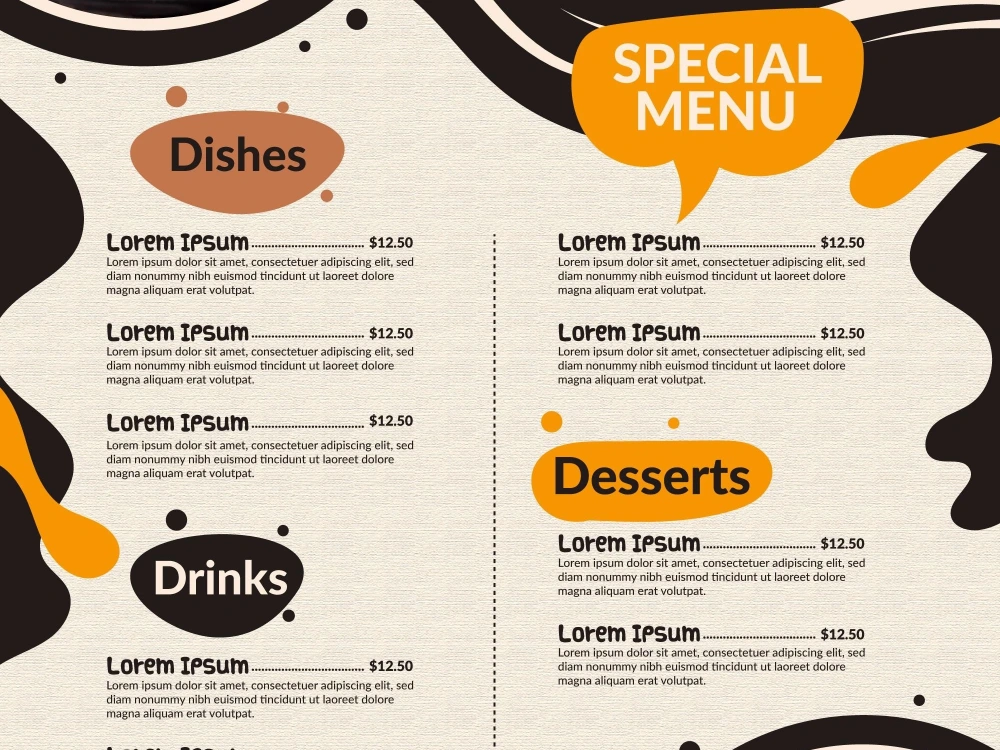 A attractive menu design for your business | Upwork