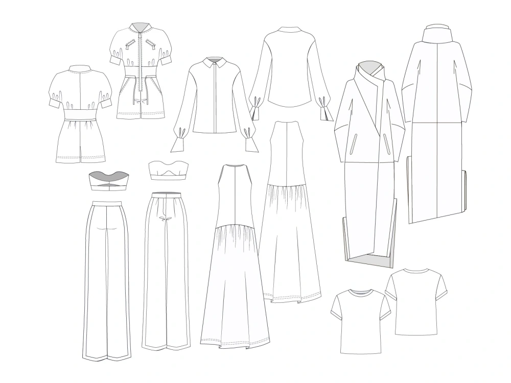 Fashion technical flat sketches. | Upwork