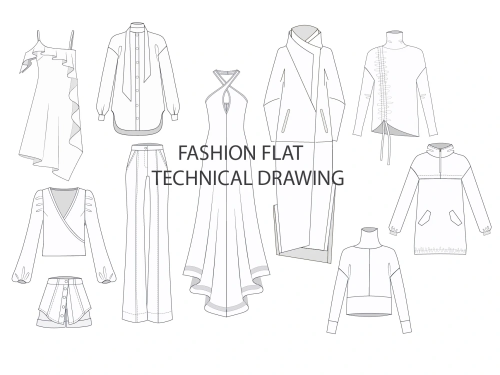 Fashion technical flat sketches. | Upwork