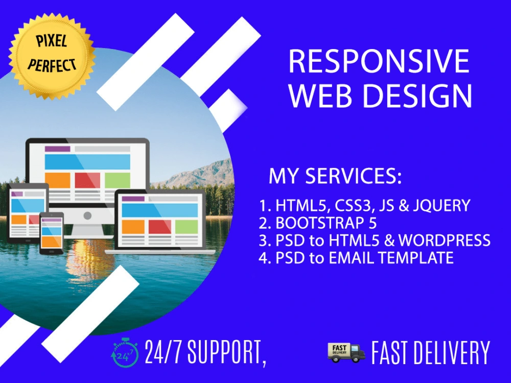 PSD to HTML/CSS, Bootstrap Responsive landing page and complete website. | Upwork