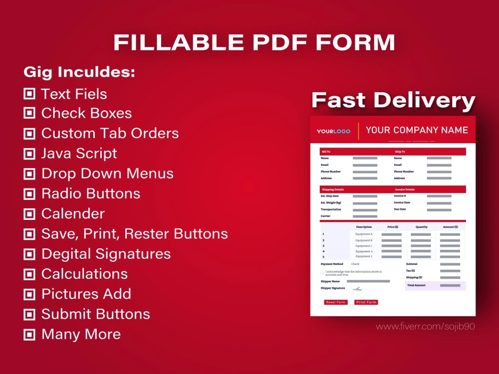 Fillable PDF form, Acrobat Pro DC form Interactive Editing PDF Dynamic form | Upwork